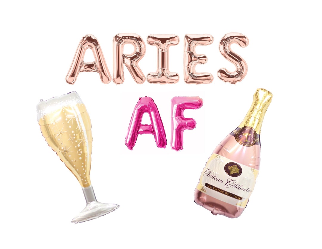 ARIES AF Birthday Party Balloons, Zodiac Sign Birthday Banner, ARIES ...