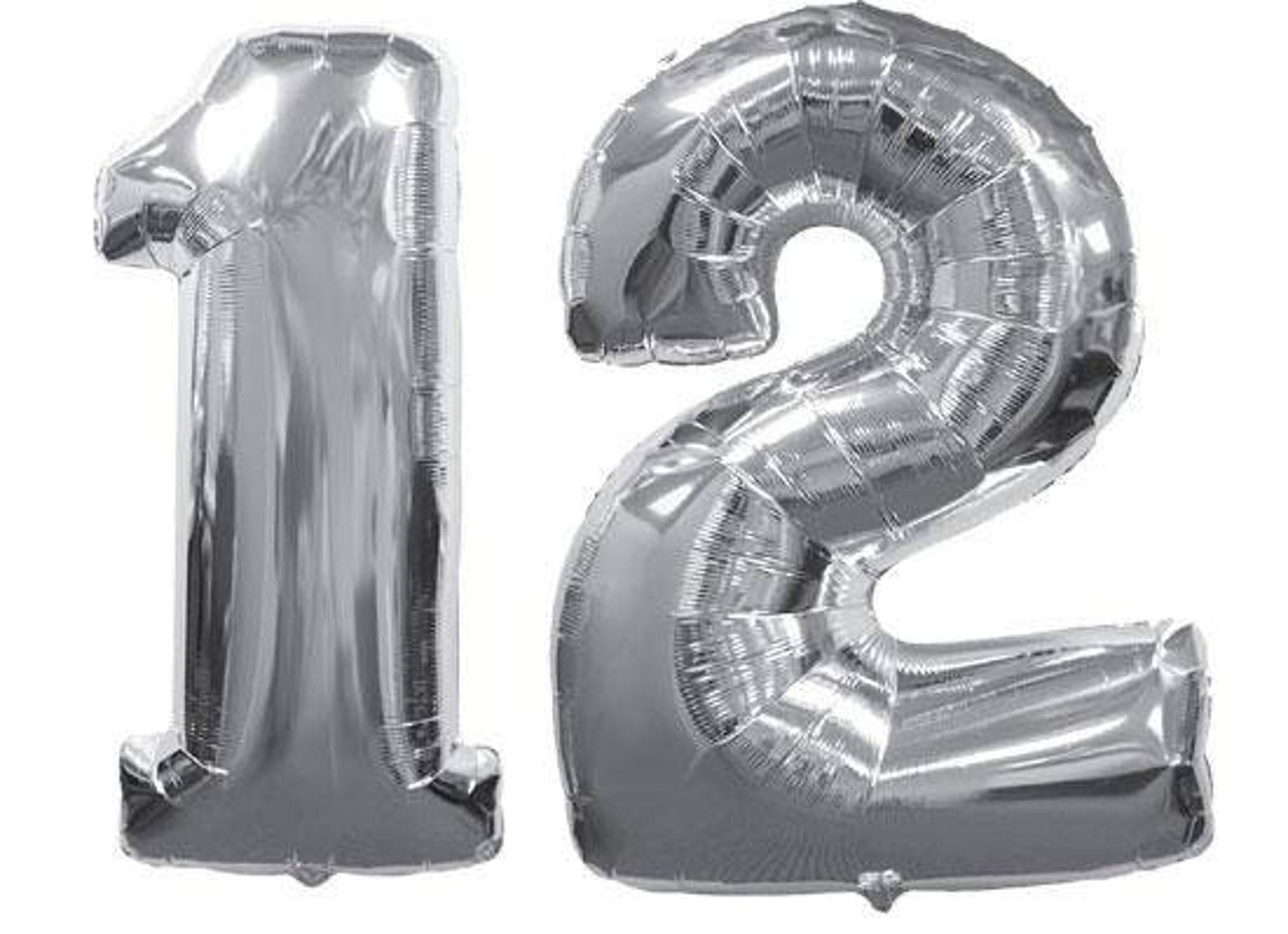 Number 12 Giant 40 Silver Balloon Number 12 Silver Balloons 12th ...