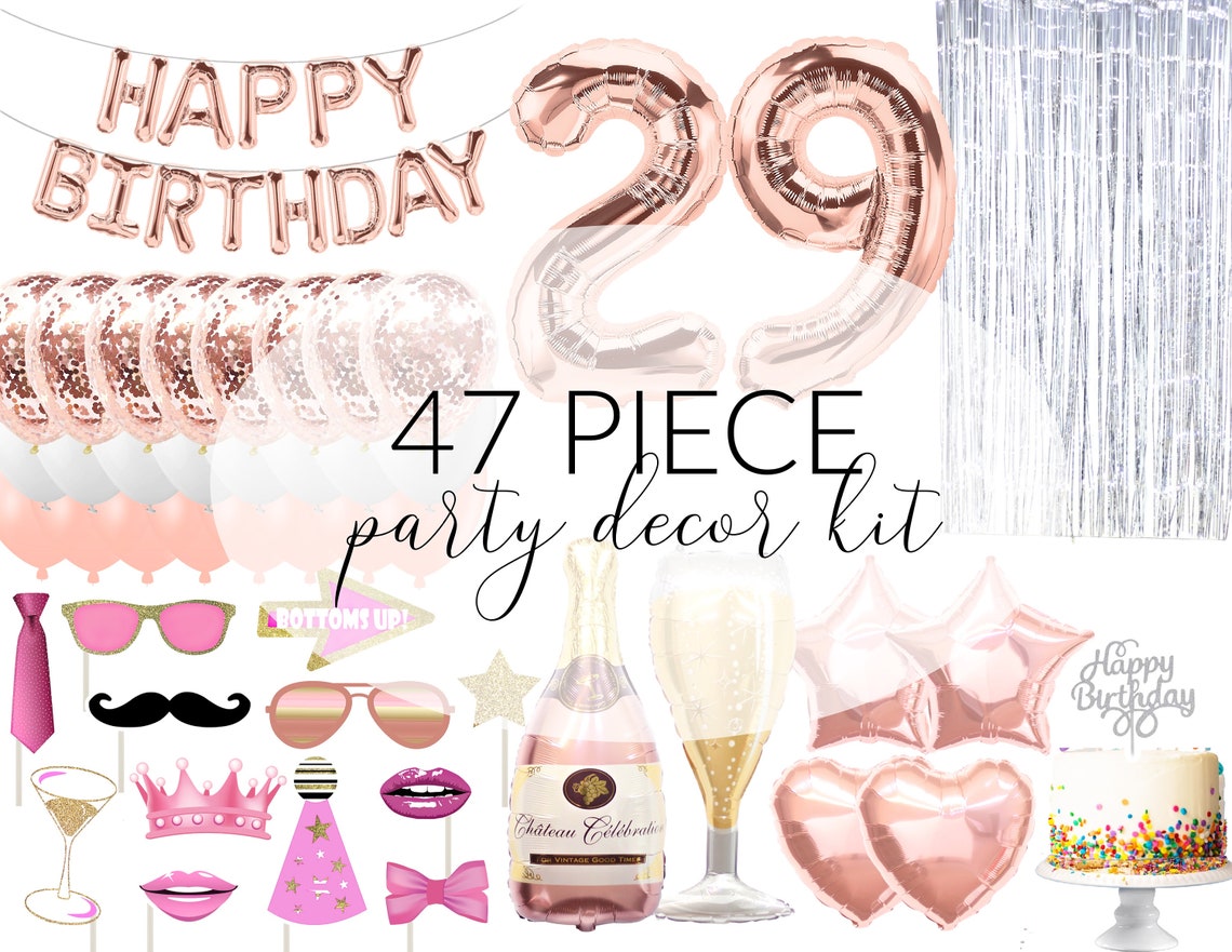 29th Birthday Party Decorations 29th Party Supplies Rose Gold 29 Giant ...