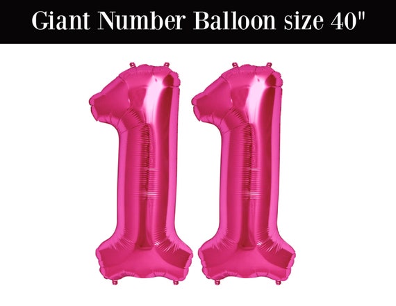 GIANT Number 11 Balloons Hot Pink Jumbo 11 Balloons 11th | Etsy