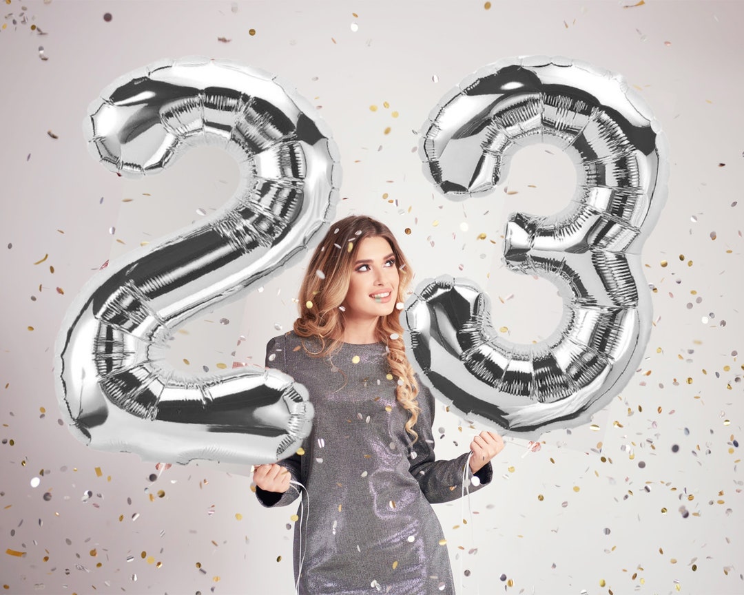 Number 23 GIANT 40" Silver Balloons Silver Balloons - Etsy