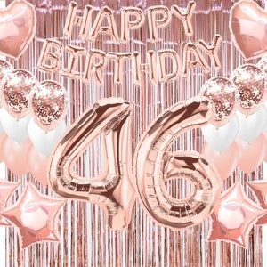 46th Birthday Party Decorations 46th Party Supplies Rose Gold Balloons ...