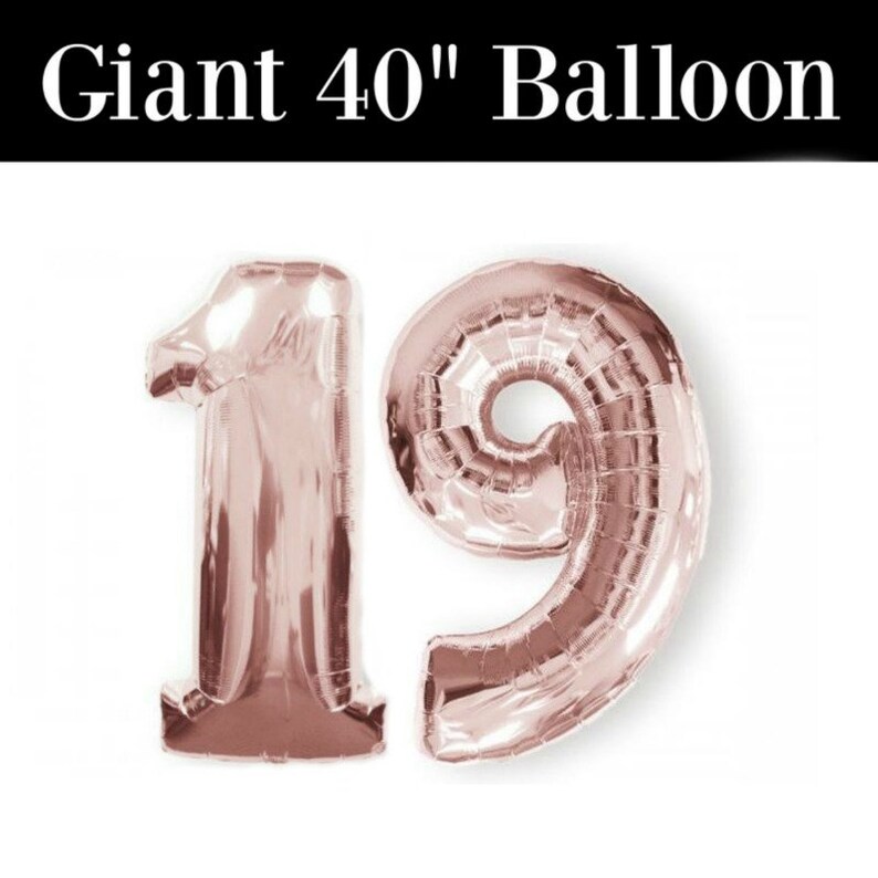 GIANT Number 19 Gold Rose Balloon 19th Birthday 40 - Etsy