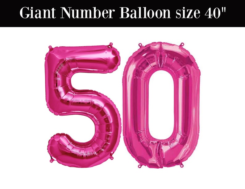 GIANT Number 50 Balloons Hot Pink 50 Jumbo Balloons 50th - Etsy