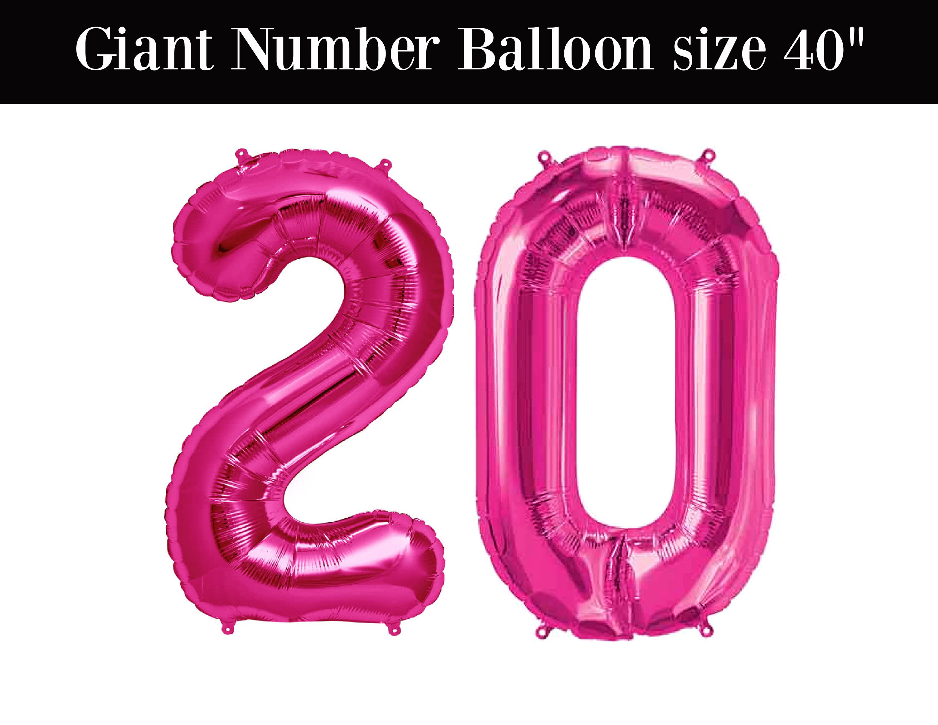 GIANT Number 20 Balloons Pink 20th Birthday JUMBO Balloons - Etsy
