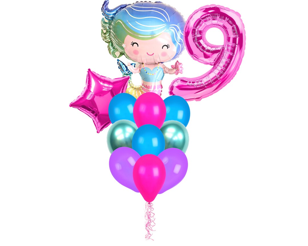 Under the Sea 9th Birthday Party Balloon Bouquet Mermaid Balloon ...