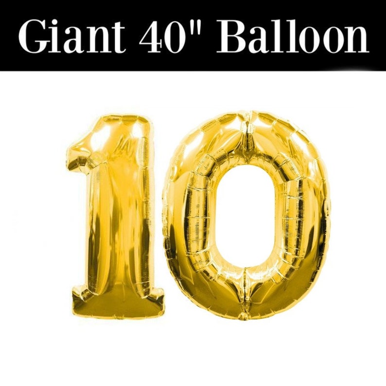 Number 10 GIANT 40 Gold Balloons 10th Birthday Gold - Etsy