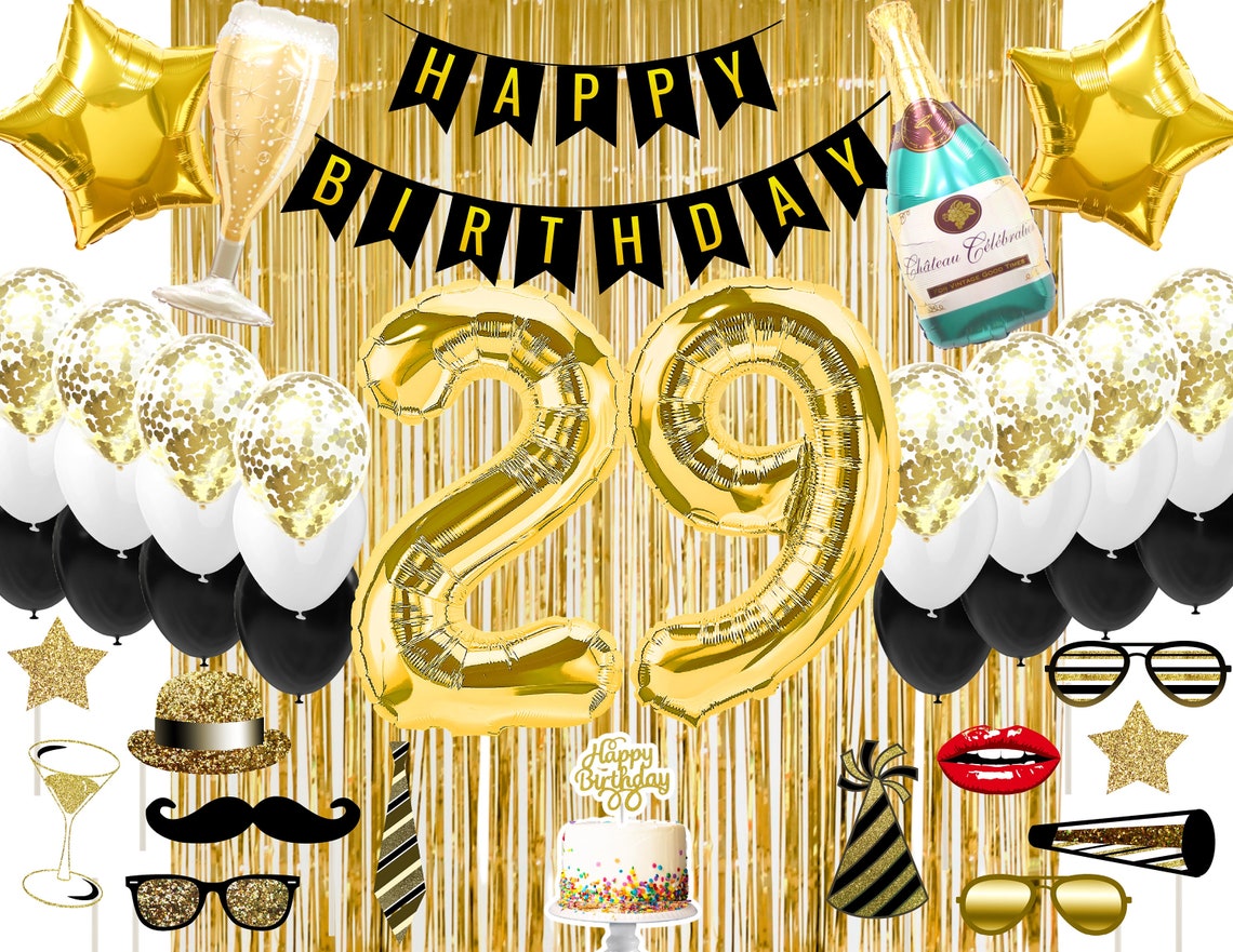 29th Birthday Party Supplies 29th Party Decorations Gold Jumbo Number ...