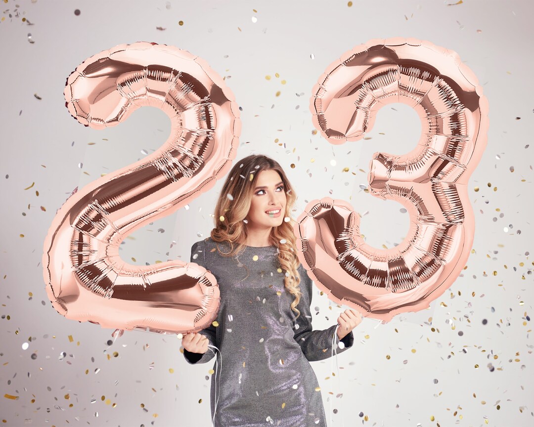 Number 23 GIANT Rose Gold Balloon - 23rd Birthday 40" Rose Gold ...