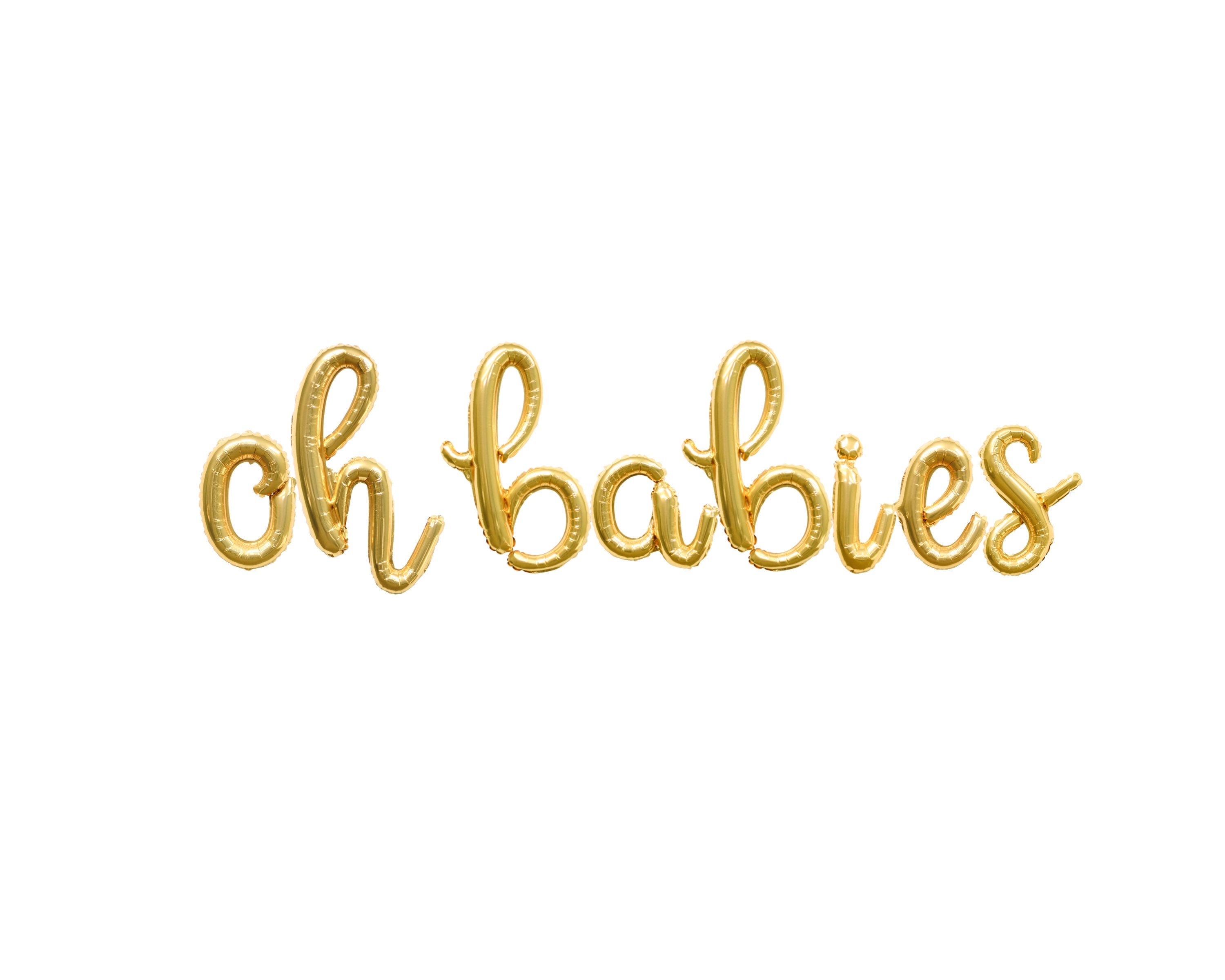 OH BABIES 14 Cursive Baby Shower Decorations, Oh Babies Balloon, Oh ...