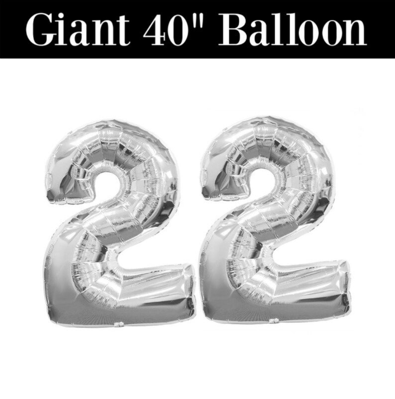 Number 22 GIANT Silver 40 Balloons Silver Balloons - Etsy