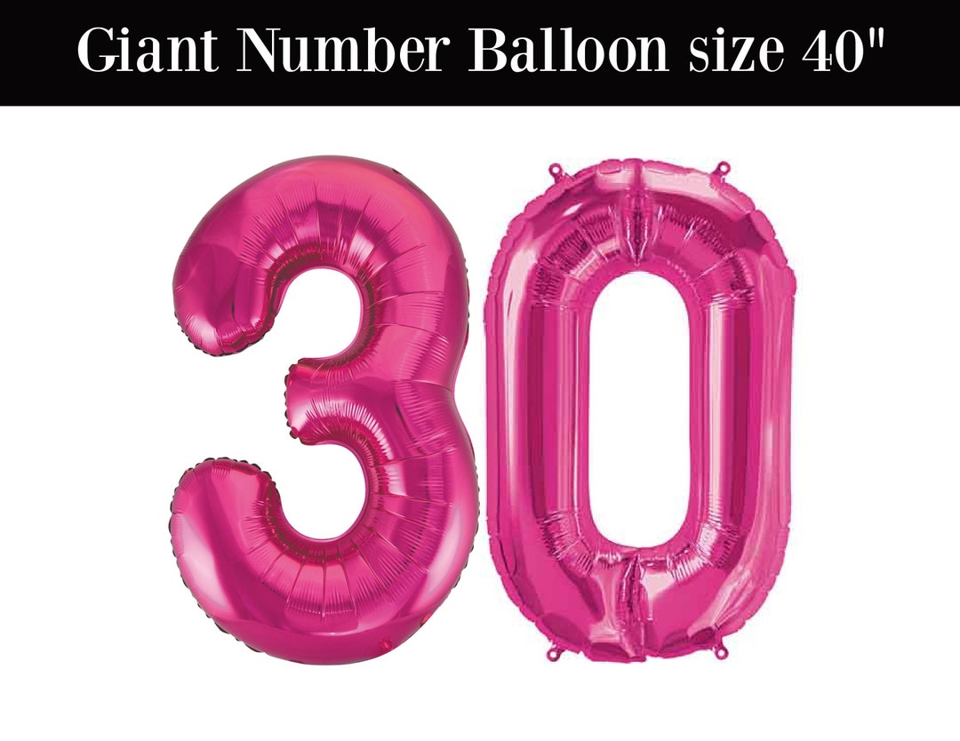 GIANT Number 30 Balloons Pink 30th Birthday JUMBO Balloons - Etsy