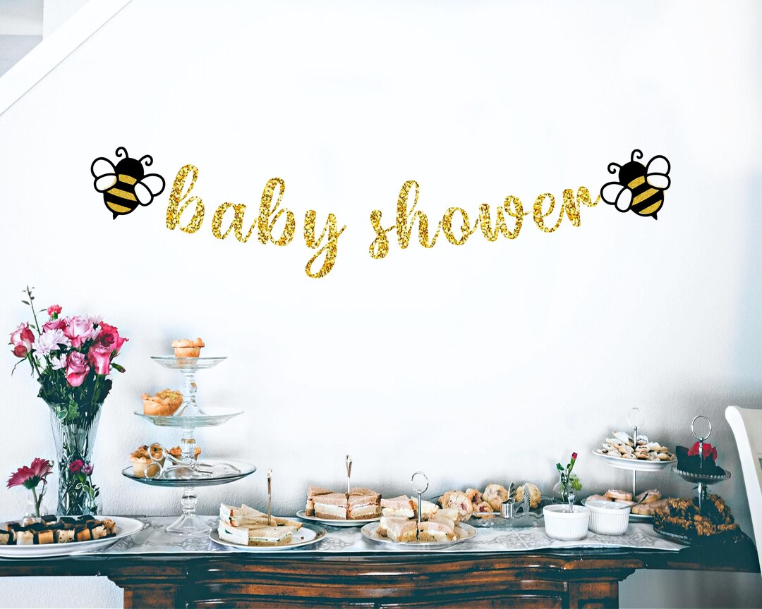Bee Baby Shower Banner Glitter Bee Baby Shower Banner Baby Shower ...