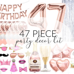 47th Birthday Party Decoration 47th Birthday Party Supplies Rose Gold ...