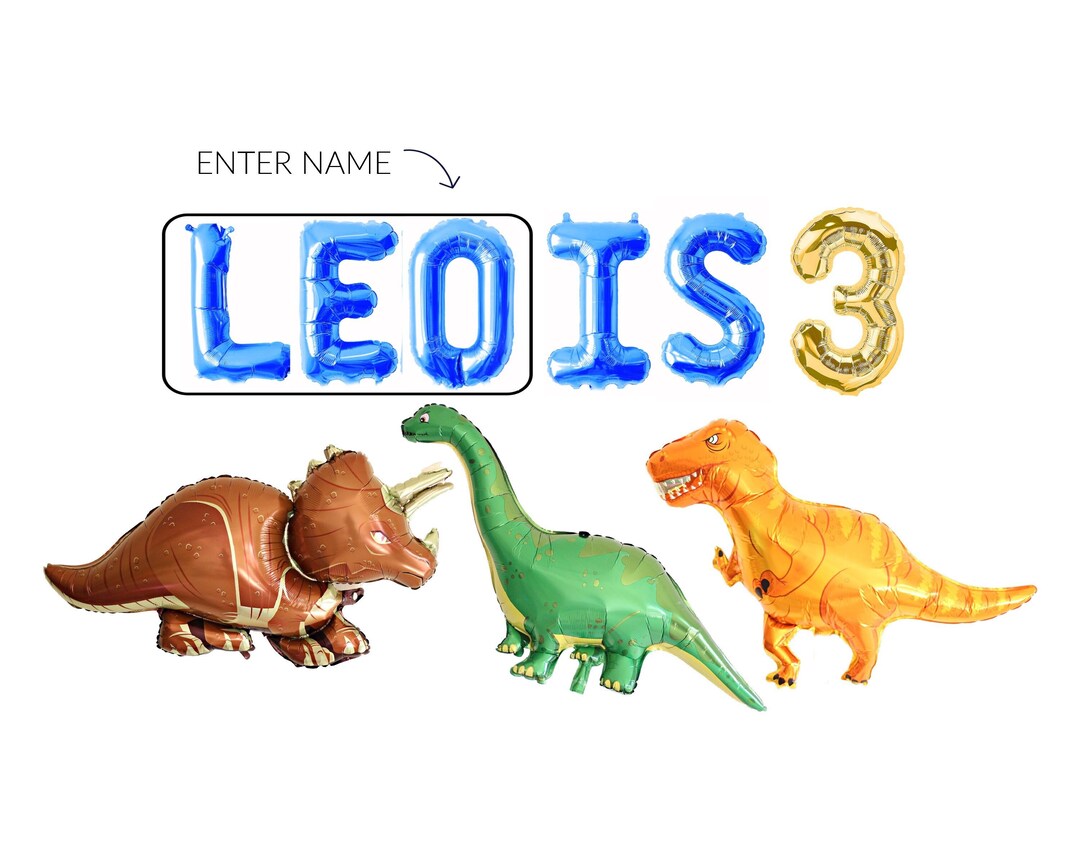 Dinosaur Balloon Banner Decorations, Personalized Dino Banner, Custom ...