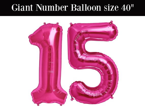 JUMBO 15 Pink Balloons Number 15 Hot Pink 40 Balloons - Etsy
