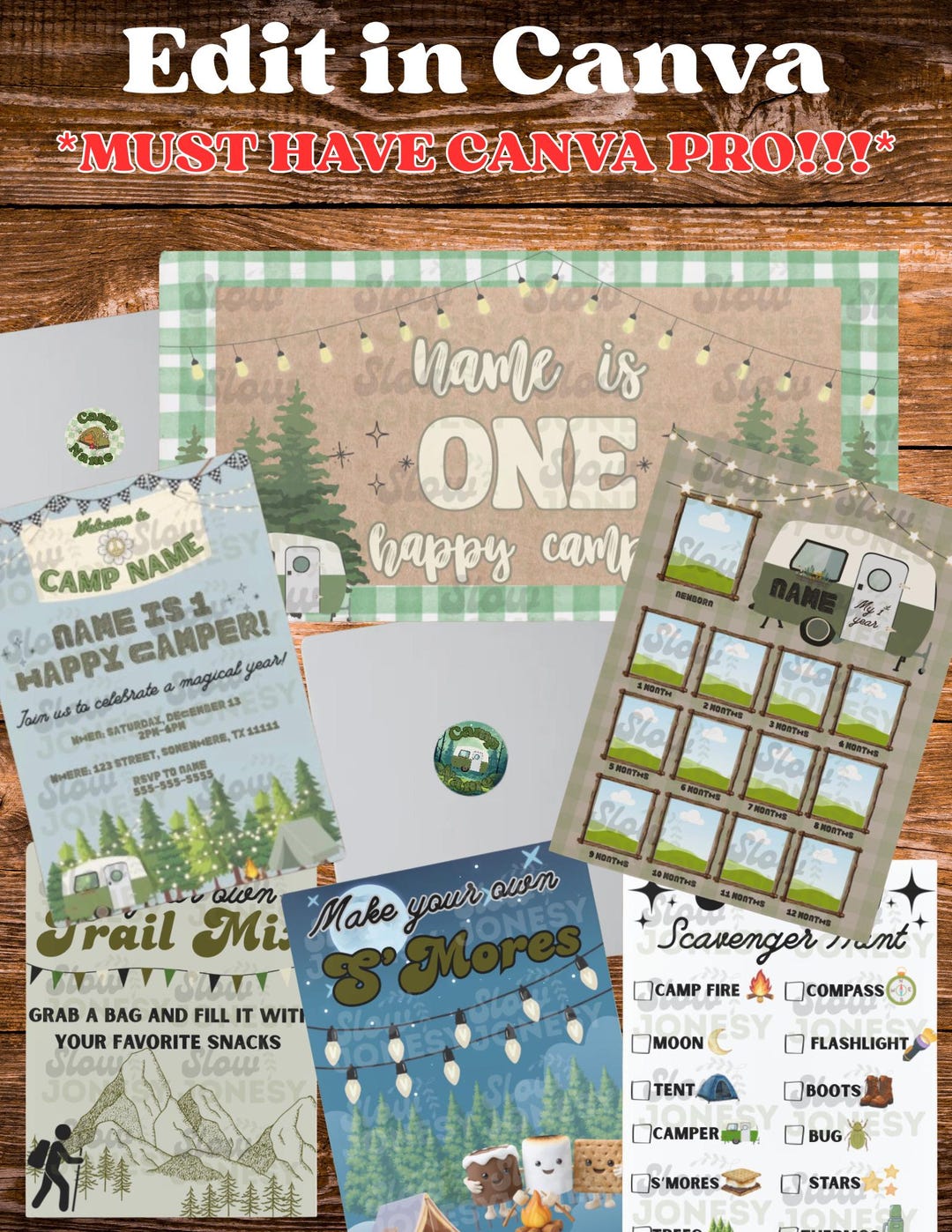 ONE Happy Camper Party Template Bundle - Etsy