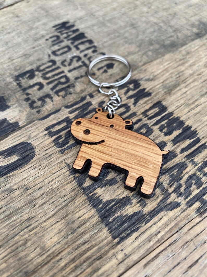 Wood Hippo Bourbon Barrel Keychain - Etsy