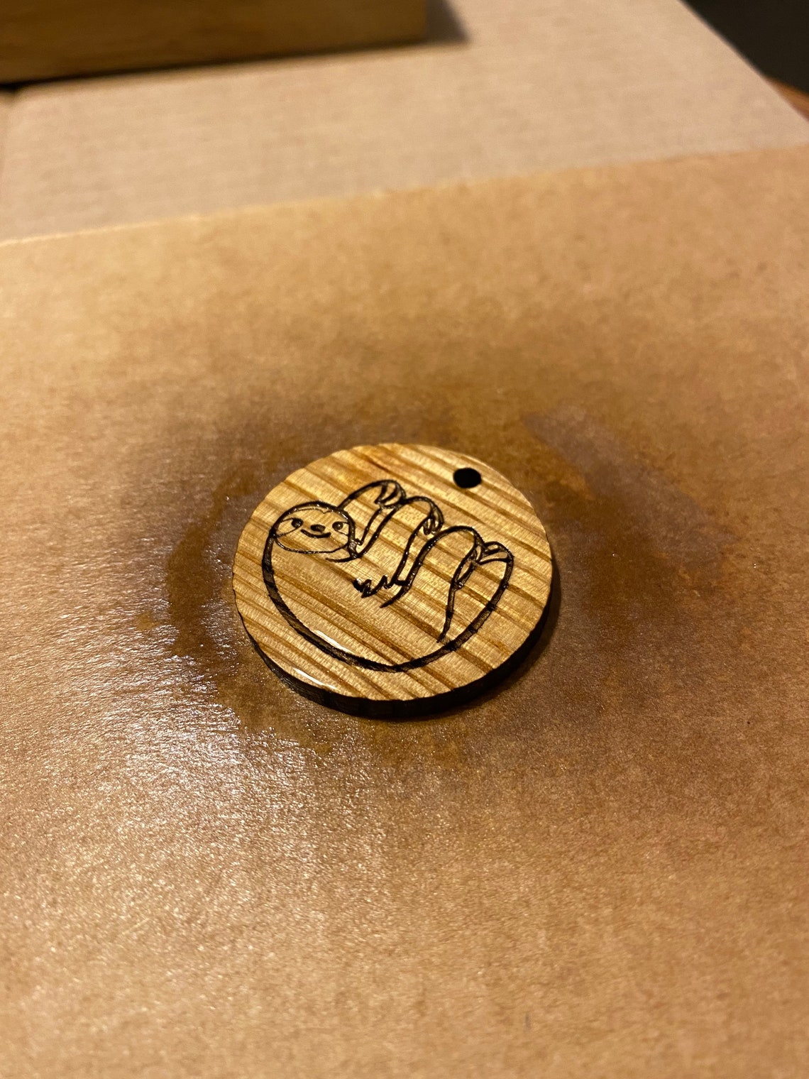 Wood Sloth Bourbon Barrel Keychain | Etsy