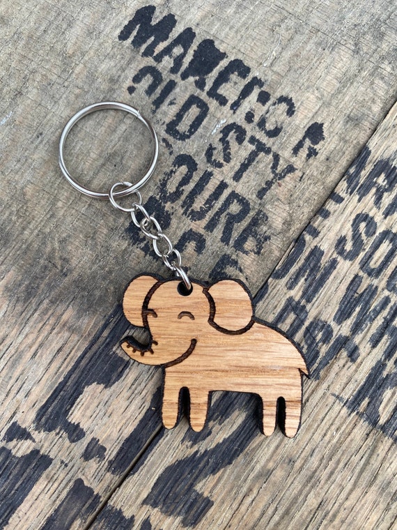 Wood Elephant Bourbon Barrel Keychain | Etsy