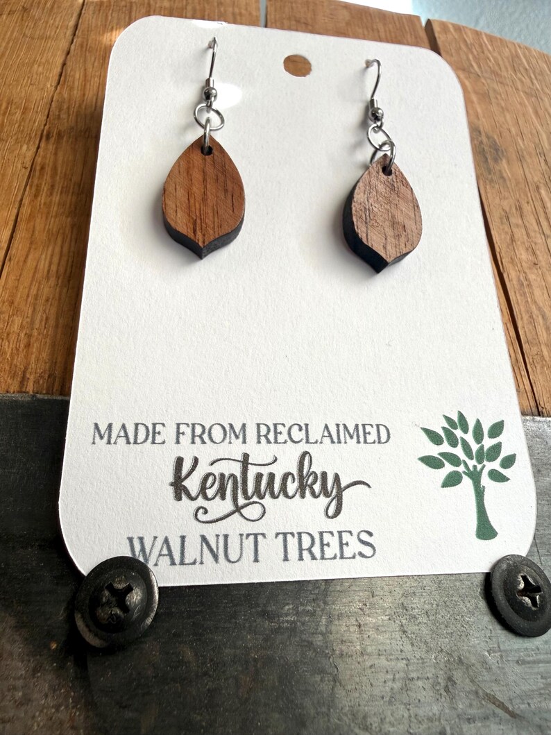 Reclaimed Kentucky Walnut Wood Earrings: Minimalist Dangle Earrings - Etsy