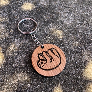 Wood Sloth Bourbon Barrel Keychain - Etsy
