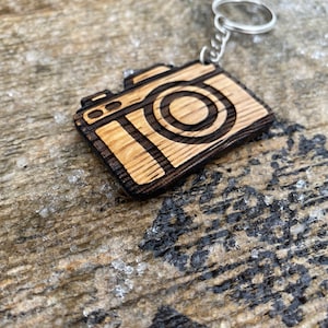 Wood Camera Bourbon Barrel Keychain - Etsy
