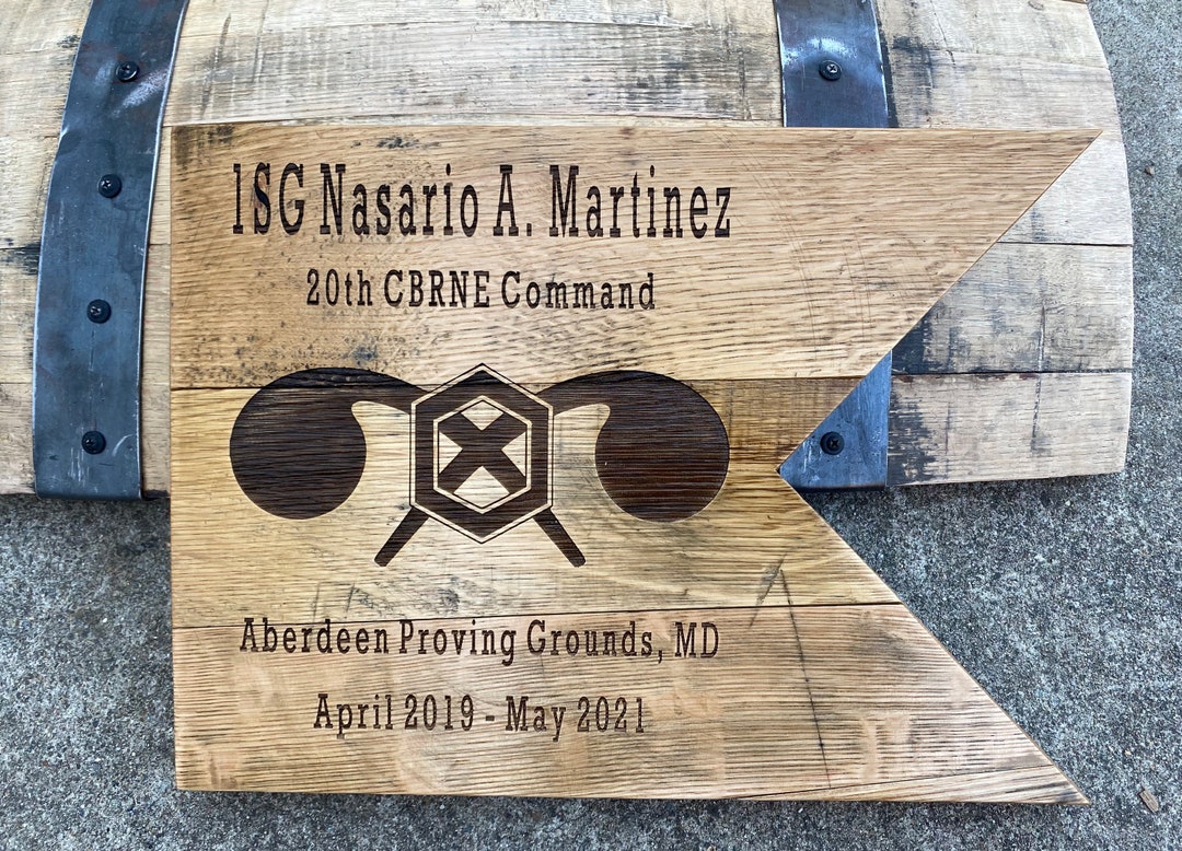 Bourbon Barrel Wood Military Guidon: Custom Laser Engraved PCS ETS Gift ...