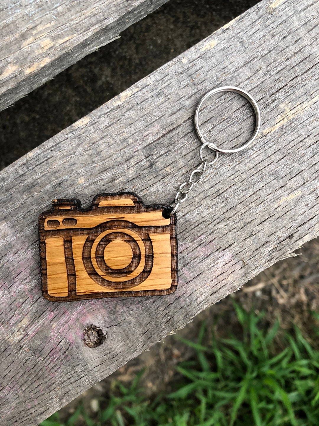 Wood Camera Bourbon Barrel Keychain - Etsy
