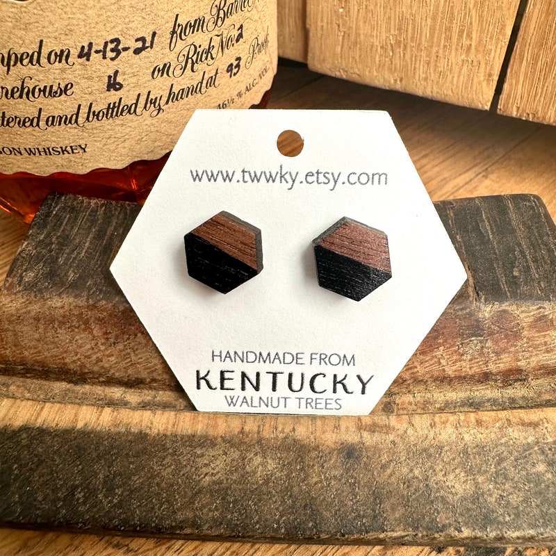Hexagon Stud Earrings - Etsy