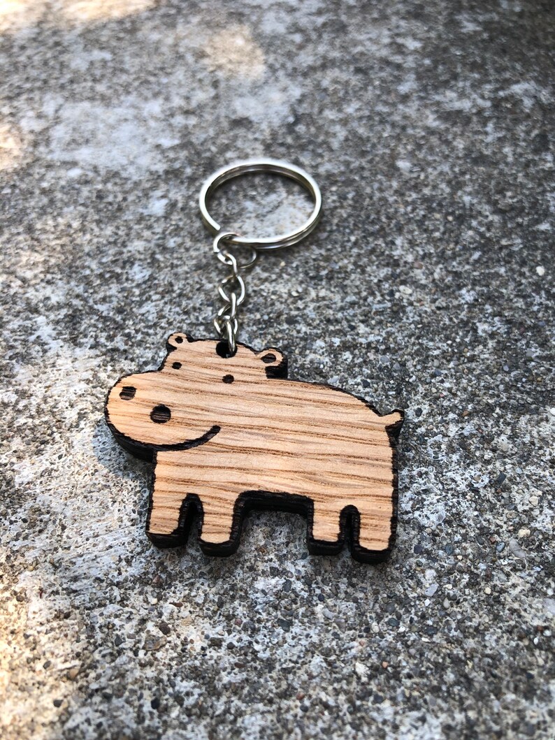 Wood Hippo Bourbon Barrel Keychain - Etsy