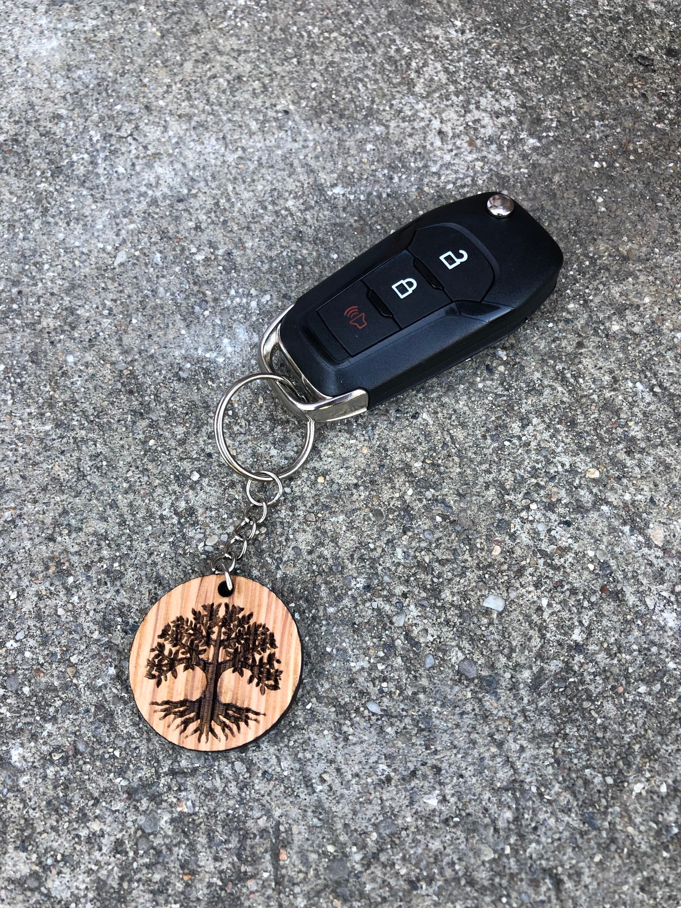 Reclaimed Bourbon Barrel Wood Keychain - Tree of Life - Handmade - Etsy