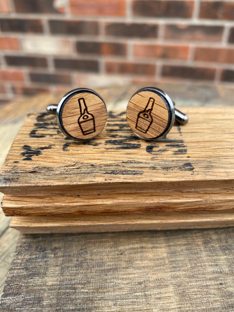 Bourbon Barrel Cuff Links: Laser Engraved Reclaimed Wood - Etsy