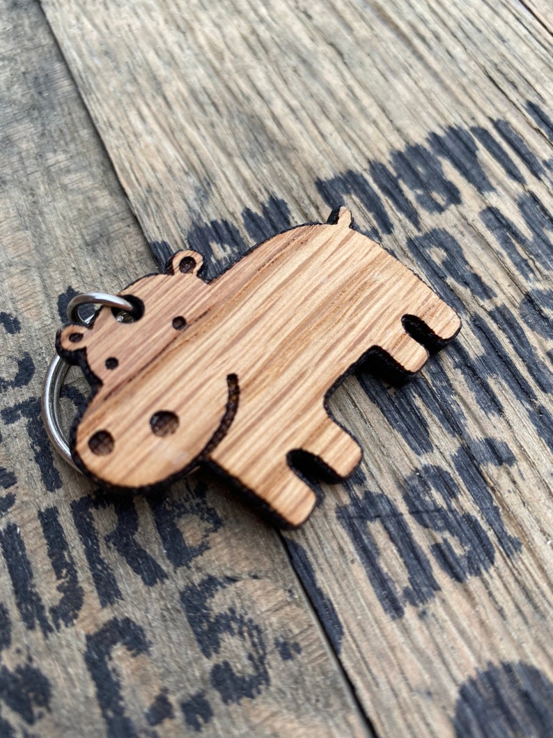 Wood Hippo Bourbon Barrel Keychain - Etsy