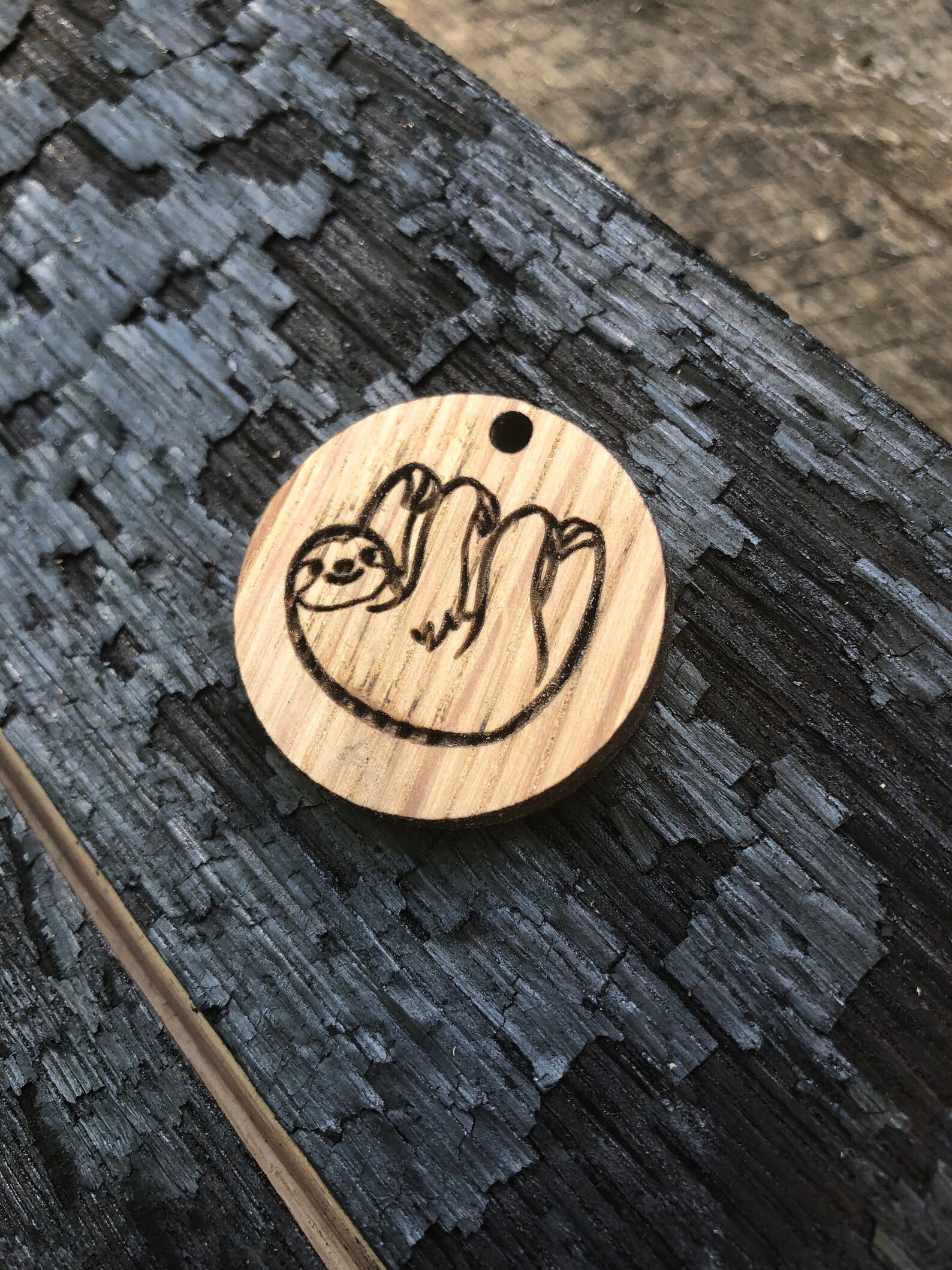 Wood Sloth Bourbon Barrel Keychain | Etsy