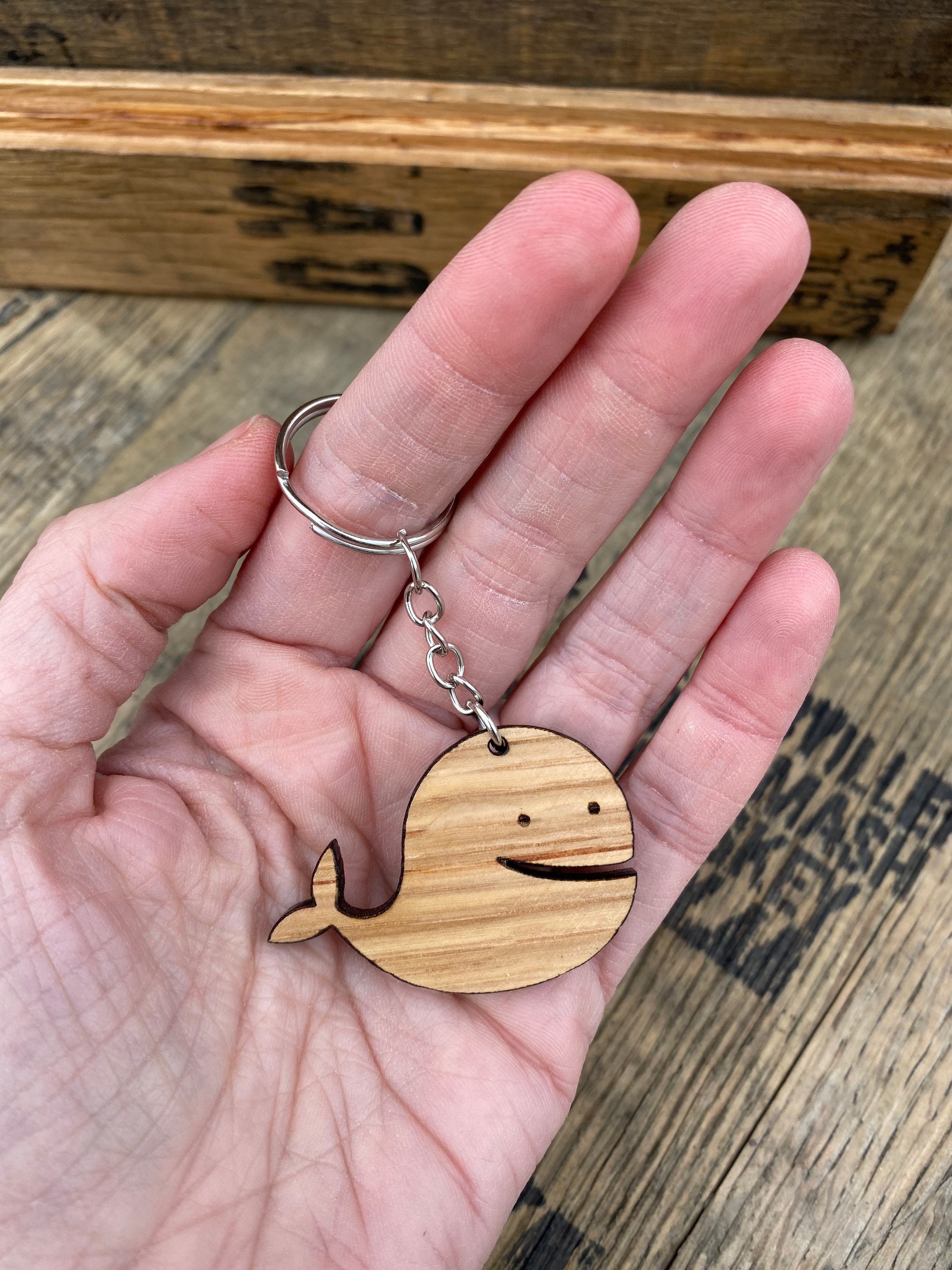 Wood Happy Whale Bourbon Barrel Keychain - Etsy
