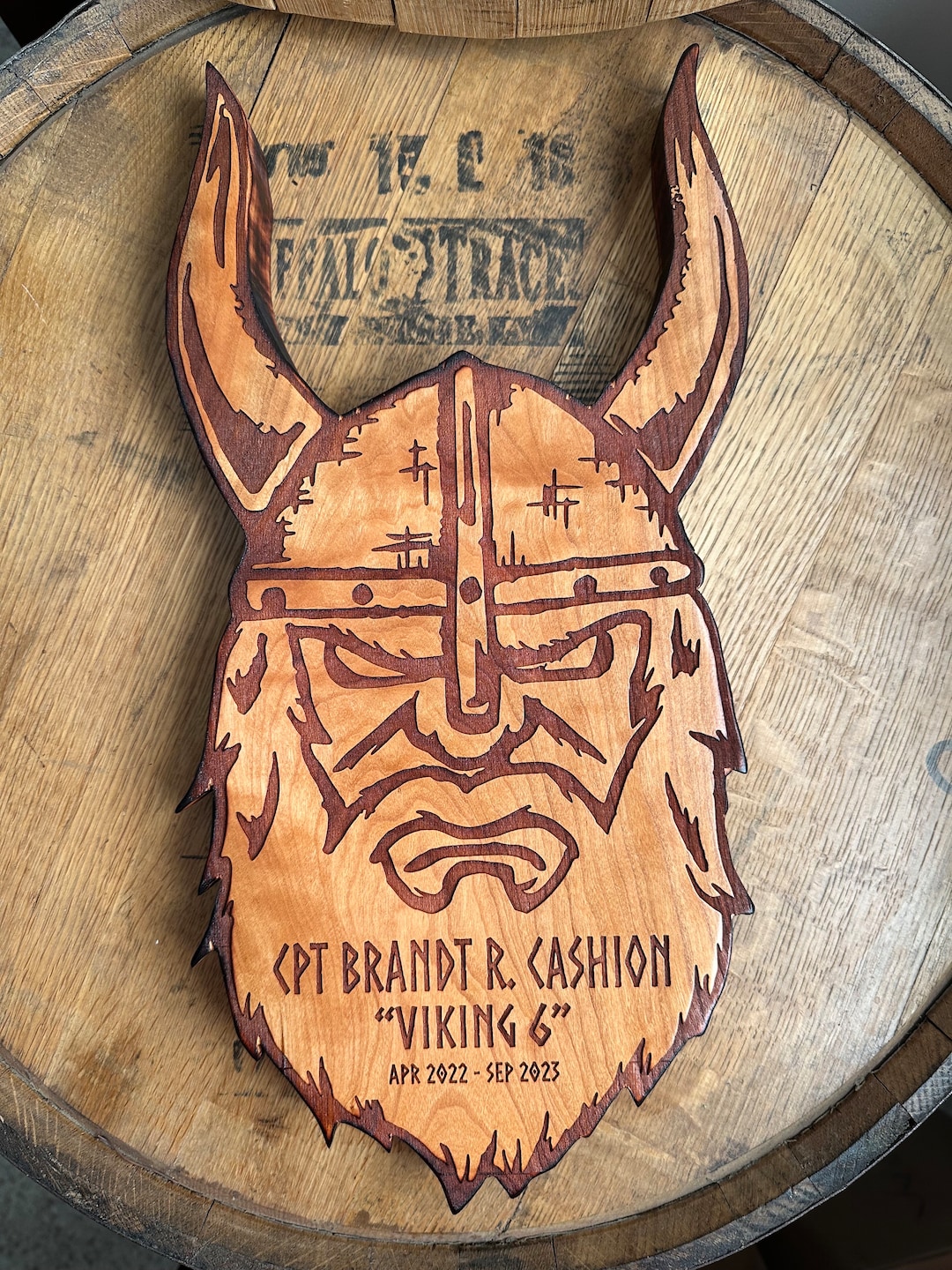 Kentucky Cherry Wood Viking Plaque: Engraved Military Retirement Gift ...