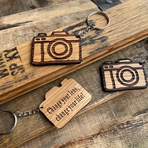 Wood Camera Bourbon Barrel Keychain - Etsy