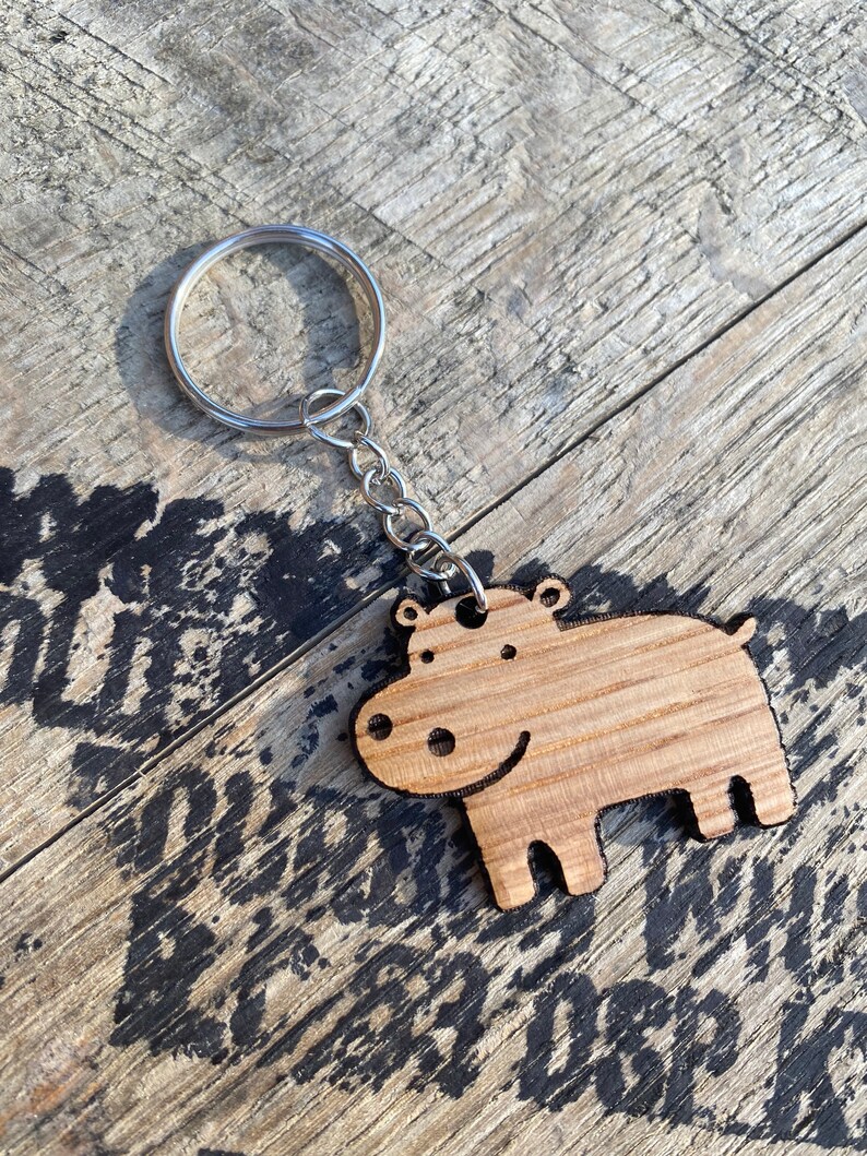 Wood Hippo Bourbon Barrel Keychain - Etsy