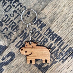 Wood Hippo Bourbon Barrel Keychain - Etsy