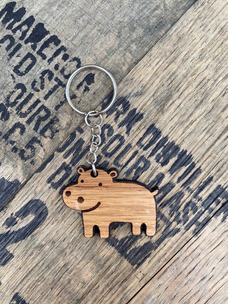 Wood Hippo Bourbon Barrel Keychain - Etsy