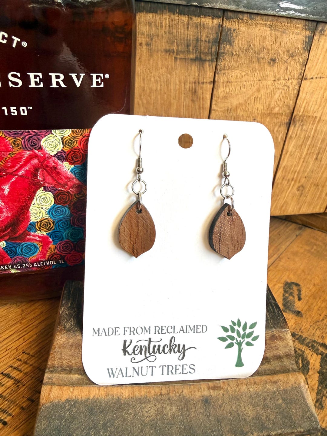Reclaimed Kentucky Walnut Wood Earrings: Minimalist Dangle Earrings - Etsy