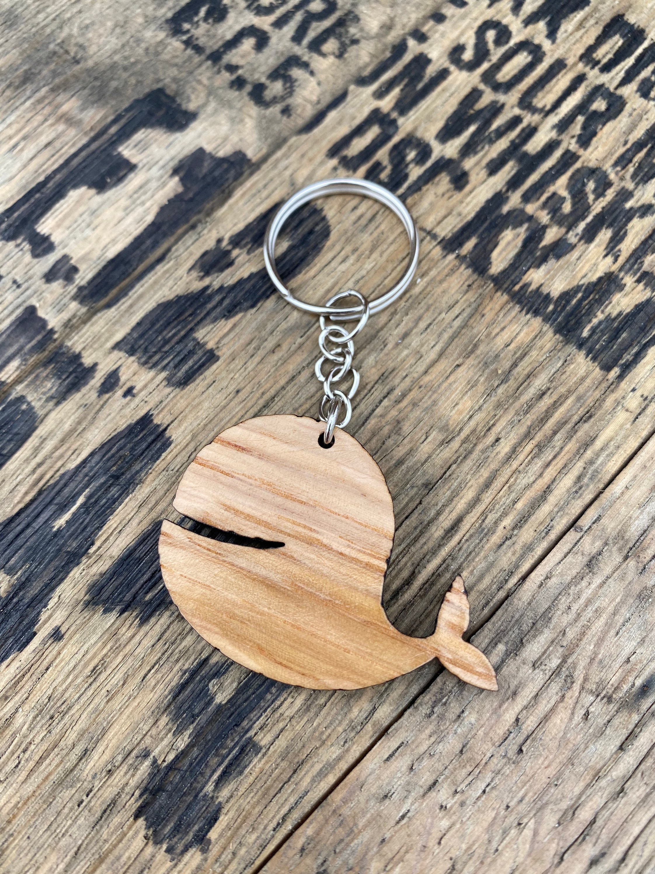 Wood Happy Whale Bourbon Barrel Keychain - Etsy