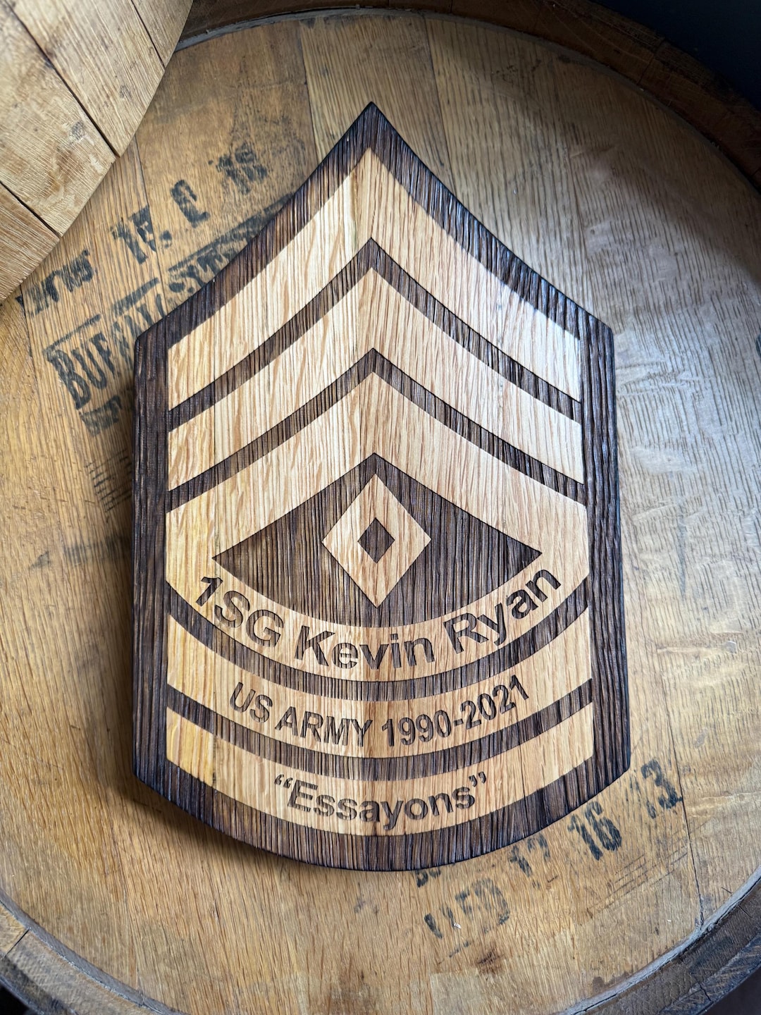 Bourbon Barrel Wood Military Rank Plaque: Veteran ETS PCS Retirement ...