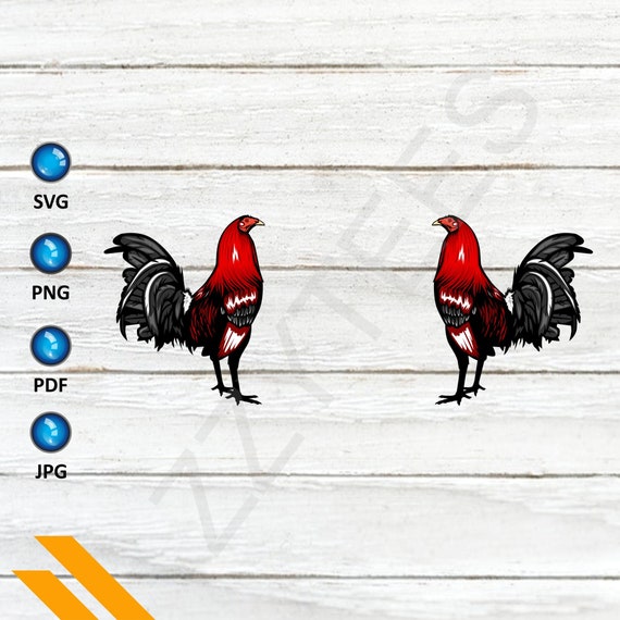 Two Red Rooster Silhouette SVG Chicken Sublimation Rooster | Etsy