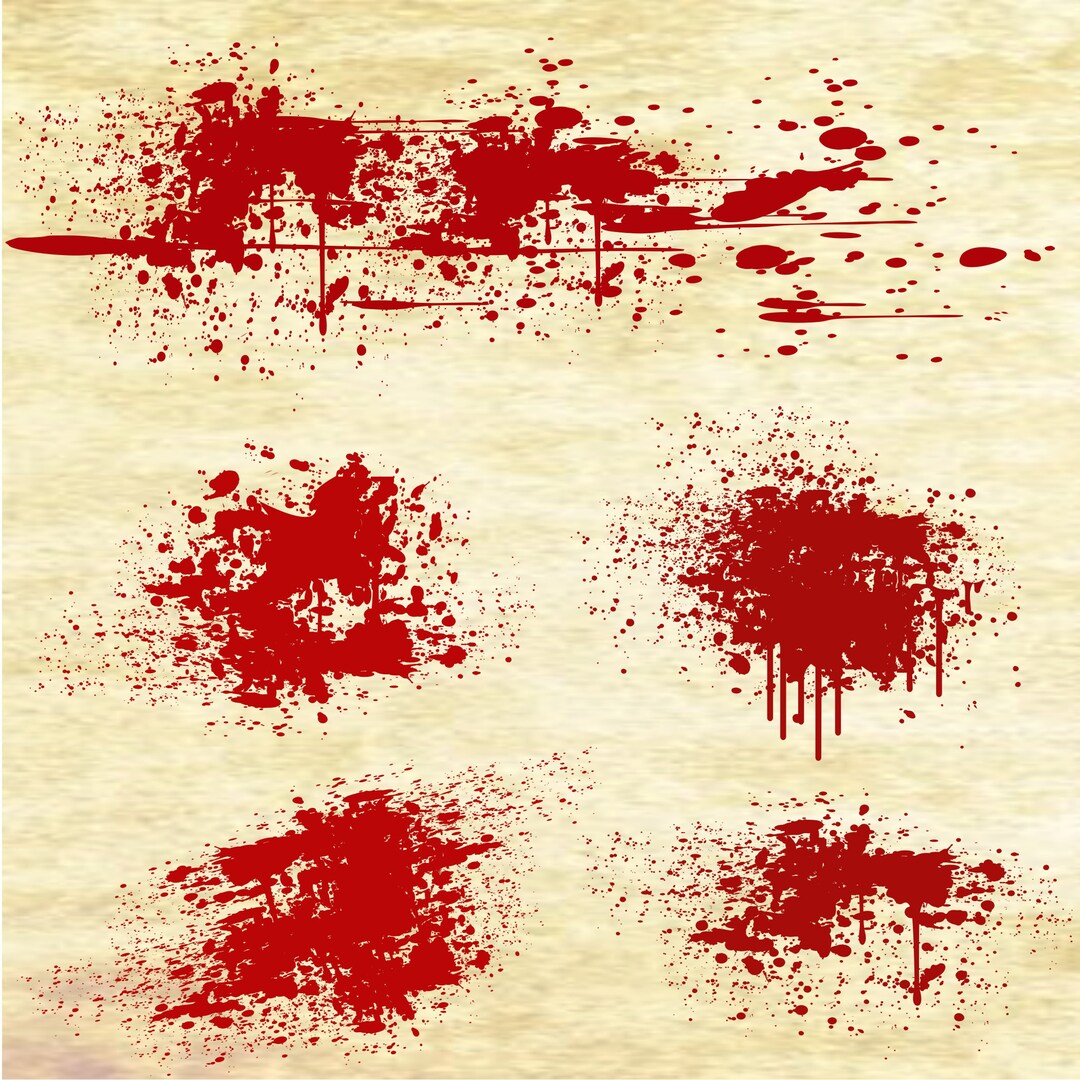 Blood Splatter Svg Bundle, Horror Drip Png, Splattered Blood Stains DXF ...