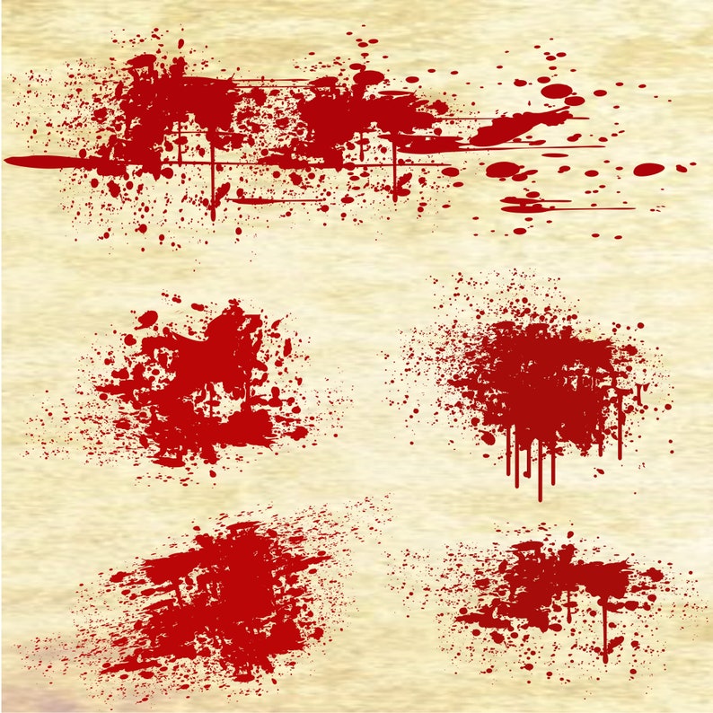 Blood Splatter Svg Bundle, Horror Drip Png, Splattered Blood Stains DXF ...