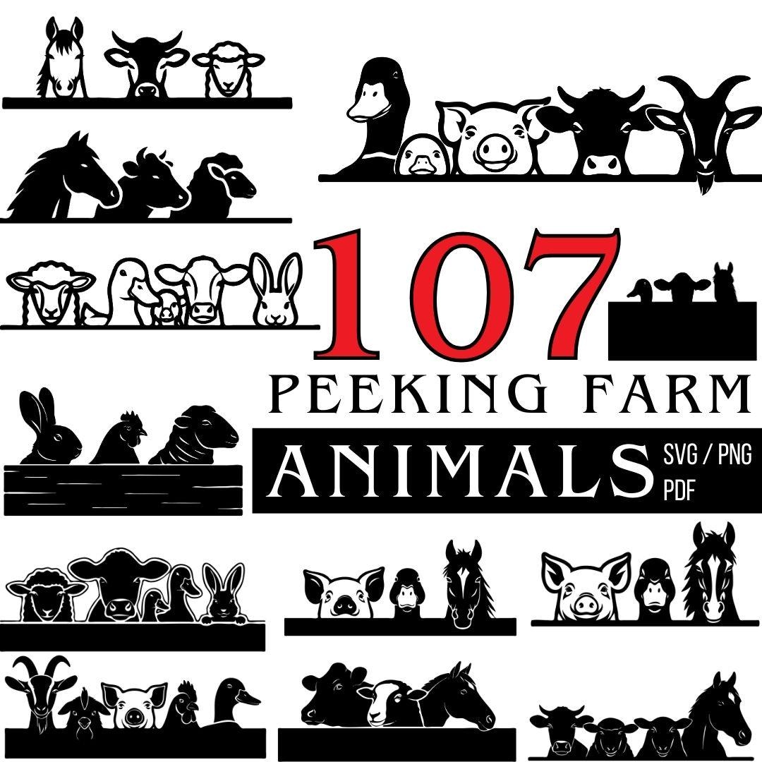 Peeking Farm Animal SVG Bundle, Farmhouse Fence Peeker, Cow Pig Sheep ...