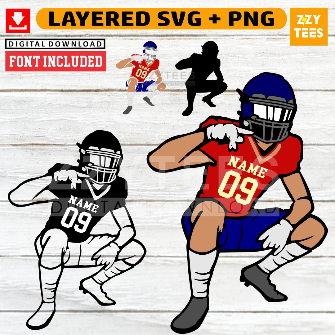 Football Player SVG | Sport Design Cut Files, PNG Download - Etsy