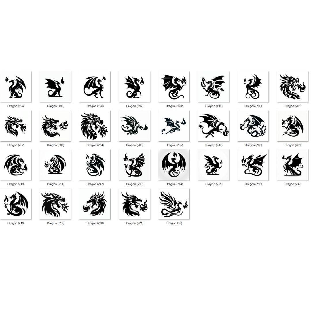 Dragon SVG Bundle Fire Breathing Fantasy Laser Engraving Files for CNC ...